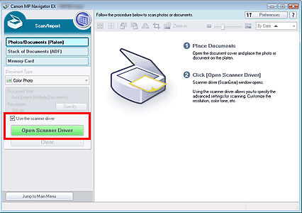 Using Advanced Mode to scan with the MX340 (Windows)
