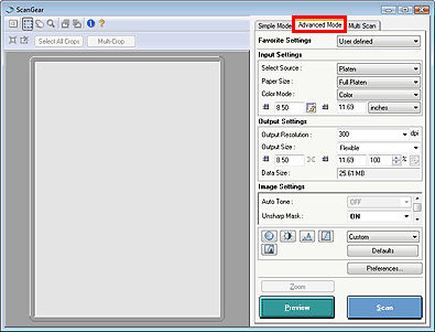 Using Advanced Mode to scan with the MX320 (Windows)