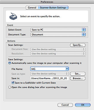 Scanning using the Operation Panel (Mac) - MG5320