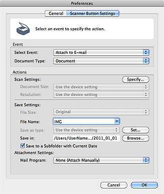 Scanning using the Operation Panel (Mac) - MG6220