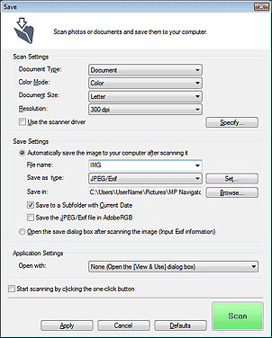 Saving scanned images in Windows - MP240 / MP250 / MP270 / MP280