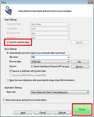 Using Advanced Mode to scan with the MX870 (Windows)