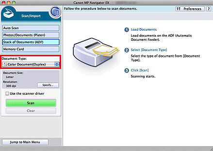 Scanning both sides of a document at one time (Mac) - MX882