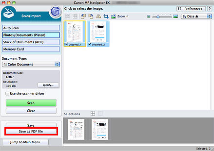 Scan With MP Navigator on a PIXMA MX882 to a Mac