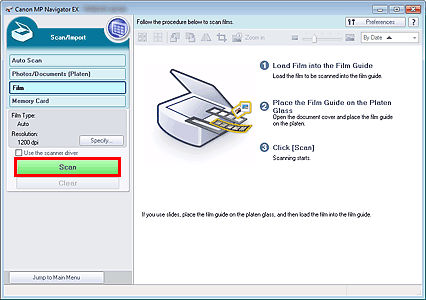 Scanning film - MG8120 (Windows)