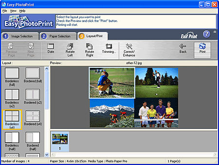 Printing Multiple Photos on 1 Page in Easy-PhotoPrint