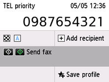 Send a Fax by Entering the Fax / Telephone Number - GX4020