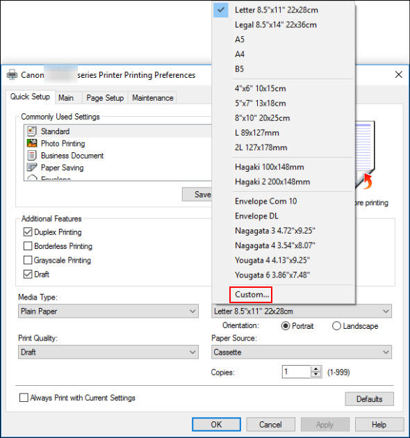 Create a Custom Paper Size for Printing in Windows