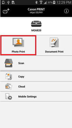 Print photos using the Canon PRINT Inkjet/SELPHY app - Android