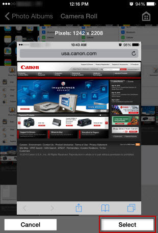 Printing a Photo with Canon PRINT Inkjet/SELPHY (iOS)