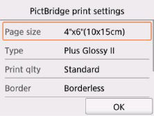 Pictbridge print settings - TS5120