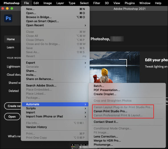 Print Studio Pro or Professional Print & Layout Not Appearing in ...