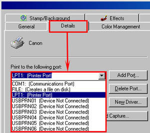 Select the correct port setting (Windows)