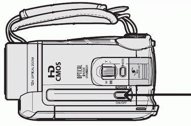Powering on the VIXIA HF10 or HF100 camcorders