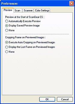 ScanGear Preferences (Preview Tab) - CanoScan 4200F