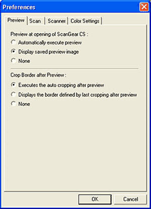 ScanGear Preferences (Preview Tab) - CanoScan 3200F