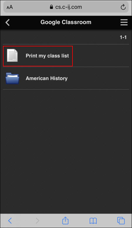 Printing from Google Classroom with Canon PRINT (iOS)