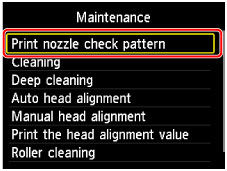 Printing the Nozzle Check Pattern from the Operation Panel - MB2020