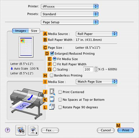 How to print with saved roll paper (rotate page to 90 degrees) Mac OSX