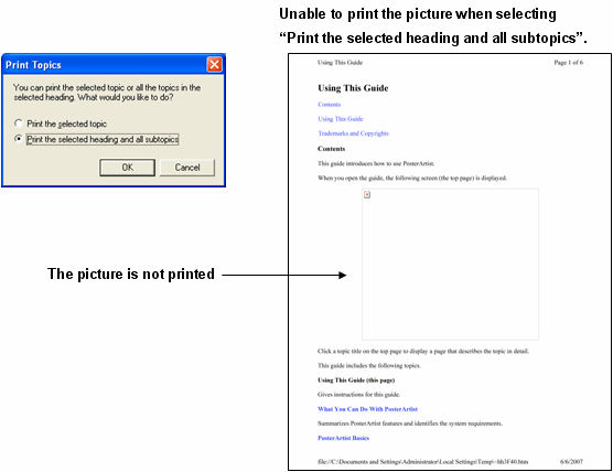Print "Help" by selecting "Print the selected topic".
