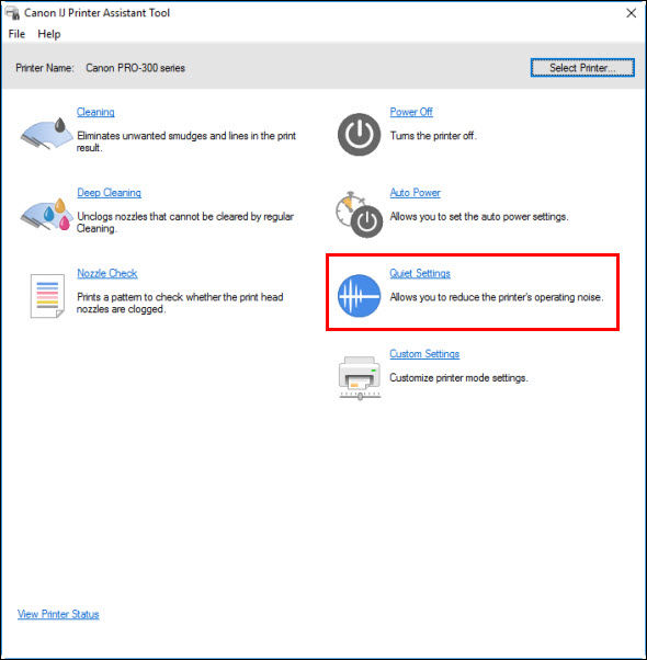 Adjusting the Quiet Mode from a Windows PC - PRO-300