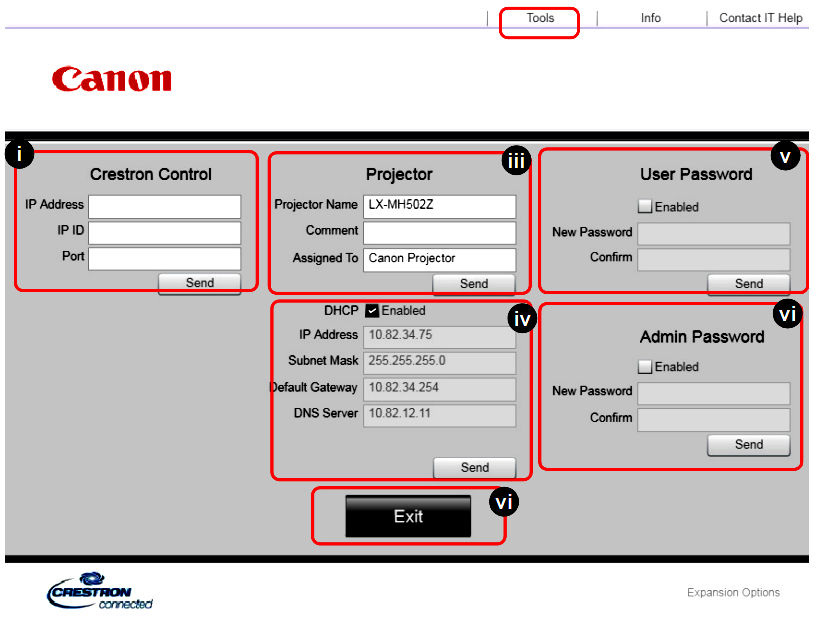 Controlling the projector remotely through a web browser (e-Control ...