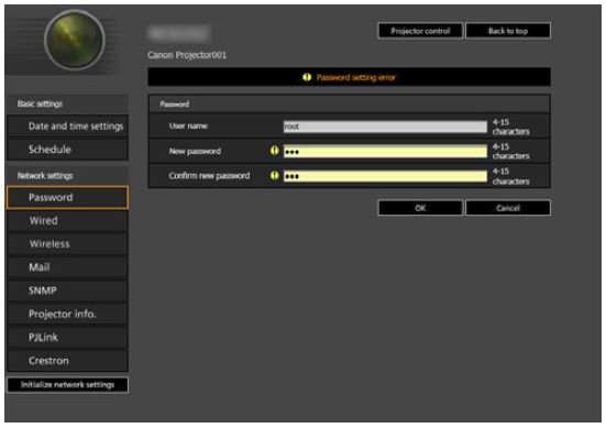 Network Setting REALis 4K6020Z / 4K5020Z