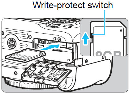 Installing and Removing the Battery and Card (EOS Rebel T7)