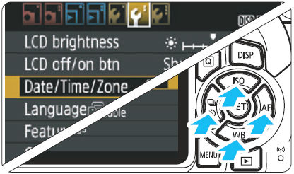 Setting the Date, Time, and Zone (EOS Rebel T7)