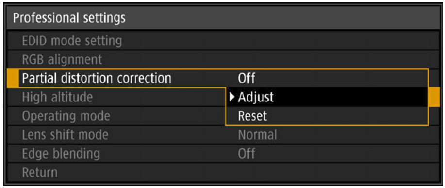 Adjusting Projected Images with Partial Distortion Correction REALis ...