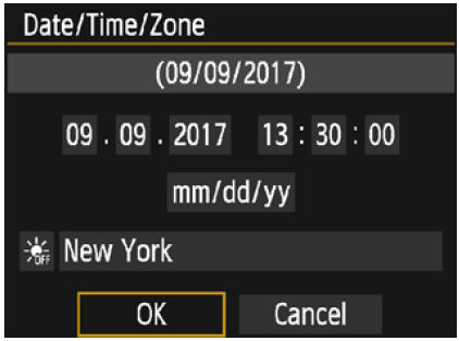 Setting the Date, Time, and Zone (EOS Rebel T7)