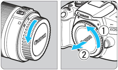 Attaching and Detaching a Lens (EOS Rebel T7)