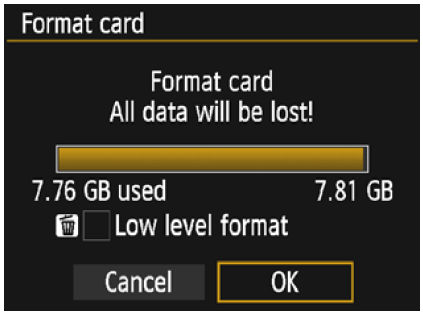 Formatting the Card (EOS Rebel T7)
