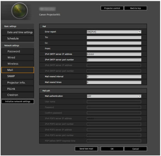 Setting Up Email [Mail] REALis 4K6020Z / 4K5020Z