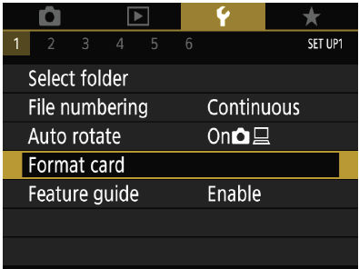 Formatting Memory Cards SX70 HS