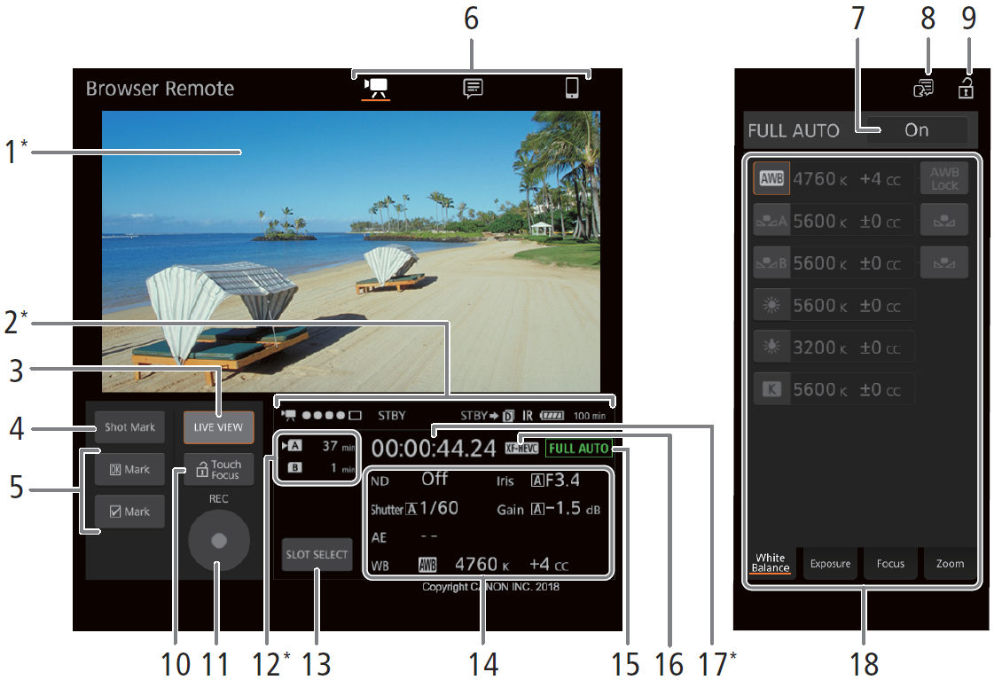 Browser Remote: Controlling the Camcorder from a Network Device XF705 ...