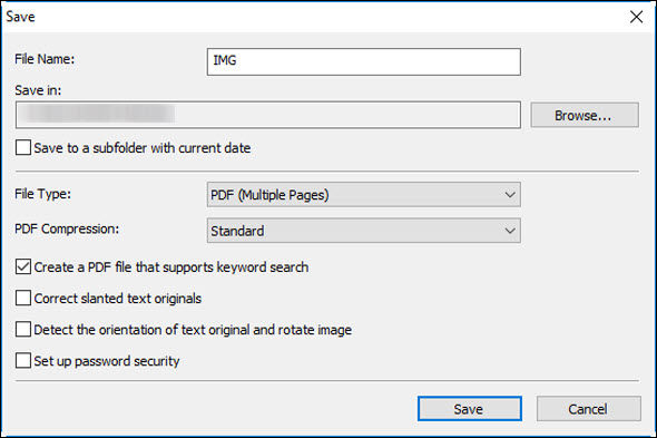 IJ Scan Utility (Windows) - Save Dialog Box (PDF Edit Screen) - GX7020
