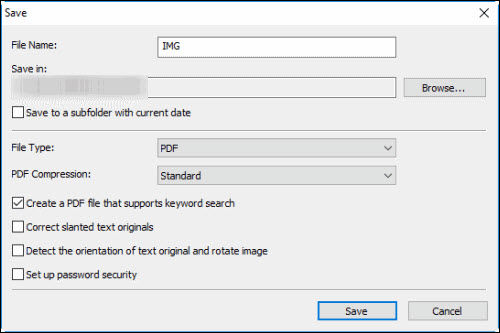 IJ Scan Utility (Windows) - Save Dialog Box (PDF Edit Screen) - TS6320