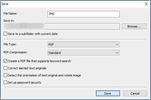 IJ Scan Utility (Windows) - Save Dialog Box (PDF Edit Screen) - TS8320