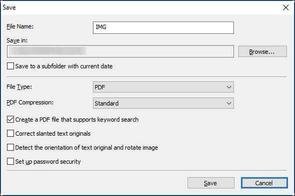 IJ Scan Utility (Windows) - Save Dialog Box (PDF Edit Screen) - TR8620