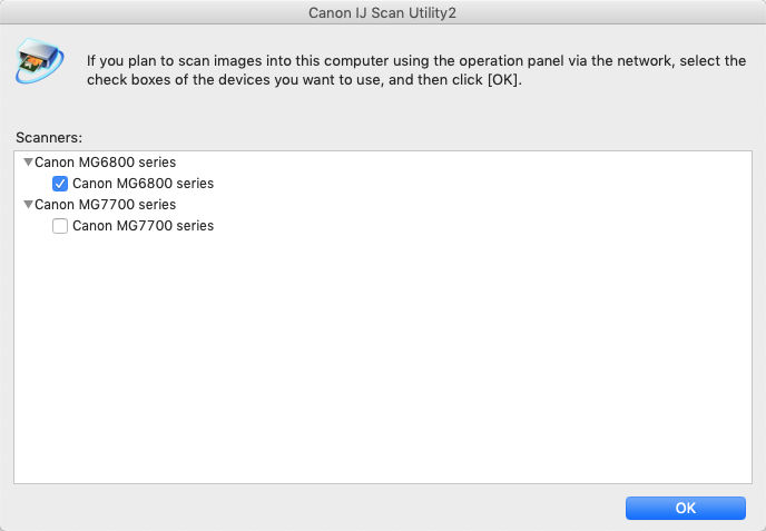 Network Selection Screen (Mac)