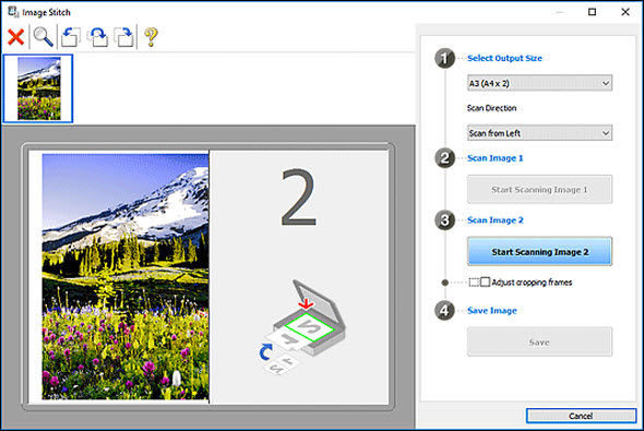 IJ Scan Utility (Windows) - Image Stitch Window - G620