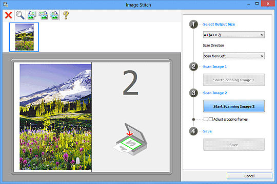 IJ Scan Utility (Windows) - Image Stitch Window