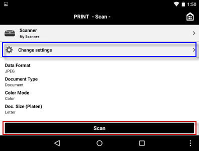 Scanning with Canon PRINT Inkjet/SELPHY (Android)