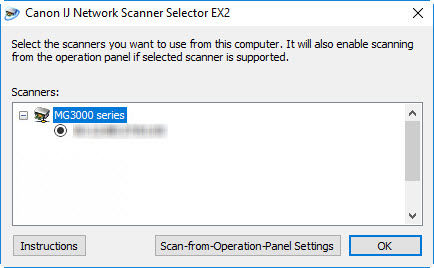 IJ Network Scanner Selector - MG3000 Series