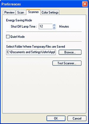 ScanGear Preferences (Scanner Tab) - CanoScan 4200F