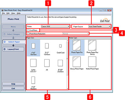 Selecting the printer in Easy-PhotoPrint EX