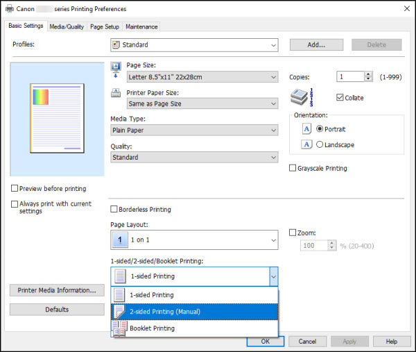 Print on Both Sides of the Paper (Duplex Printing) (Windows) - G1230 ...