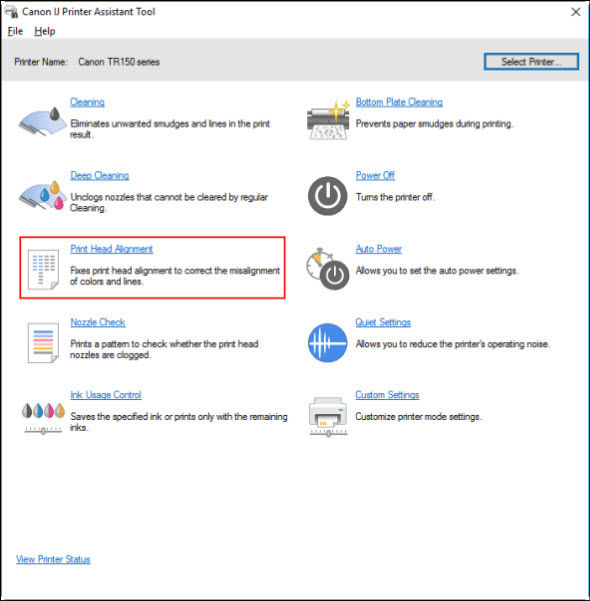 Automatic Print Head Alignment From a Windows Computer - PIXMA TR150