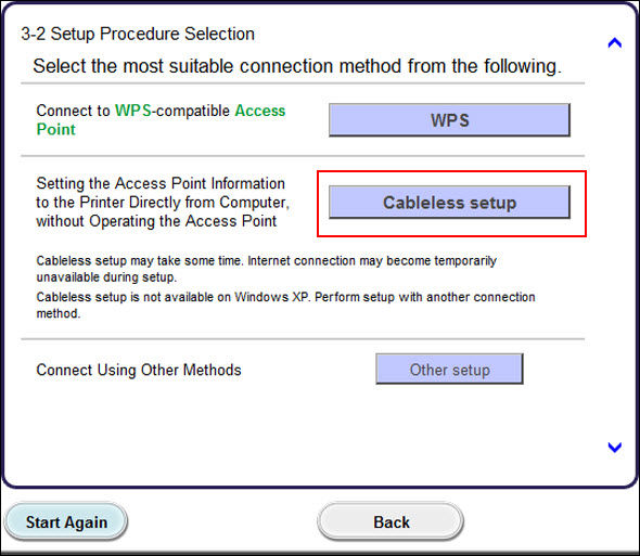 Cableless Setup from a Windows PC - MX472 / MX479